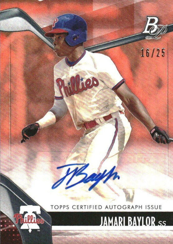 2021 Bowman Platinum - Top Prospects Orange Autographs #TOP-63 Jamari Baylor /25 (AU, RC) for ...