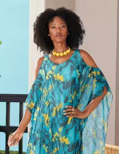 2X PLUS Ashro Teal Yellow Spring Summer Vacation Party Adesida Overlay ...