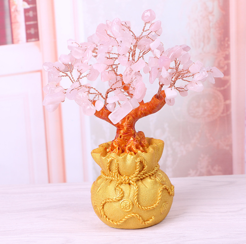 Money Wealth Bag Feng Shui Lucky Tree Size S Pink Crystal Fortune trees ...