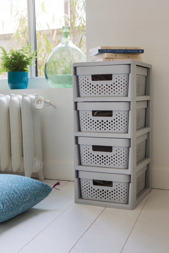 Storage Unit with Basket Drawers Curver Plastic Scandinavian White Grey ...