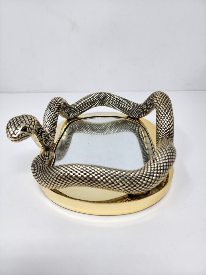 New Bath & Body Works Gold Tone Coiled Snake Mirrored Tray Holder ...