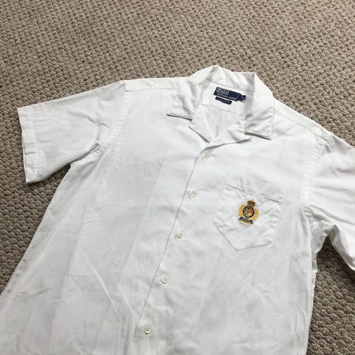 Polo Ralph Lauren Shirt Mens Medium White Caldwell Camp Loop Collar 100 ...