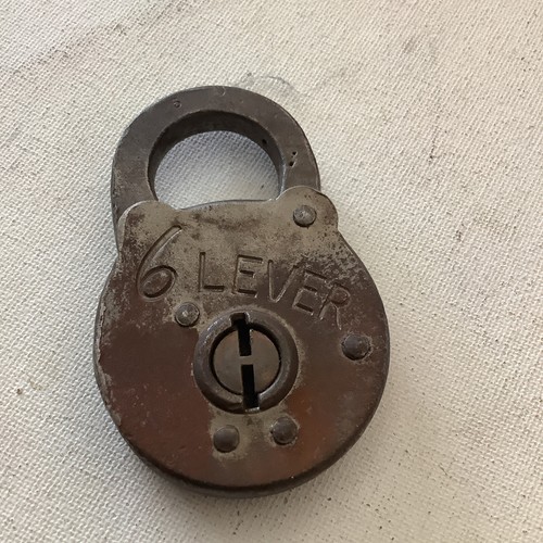 ANTIQUE STEEL SECURE 6 LEVER PADLOCK LOCK NO KEY | eBay