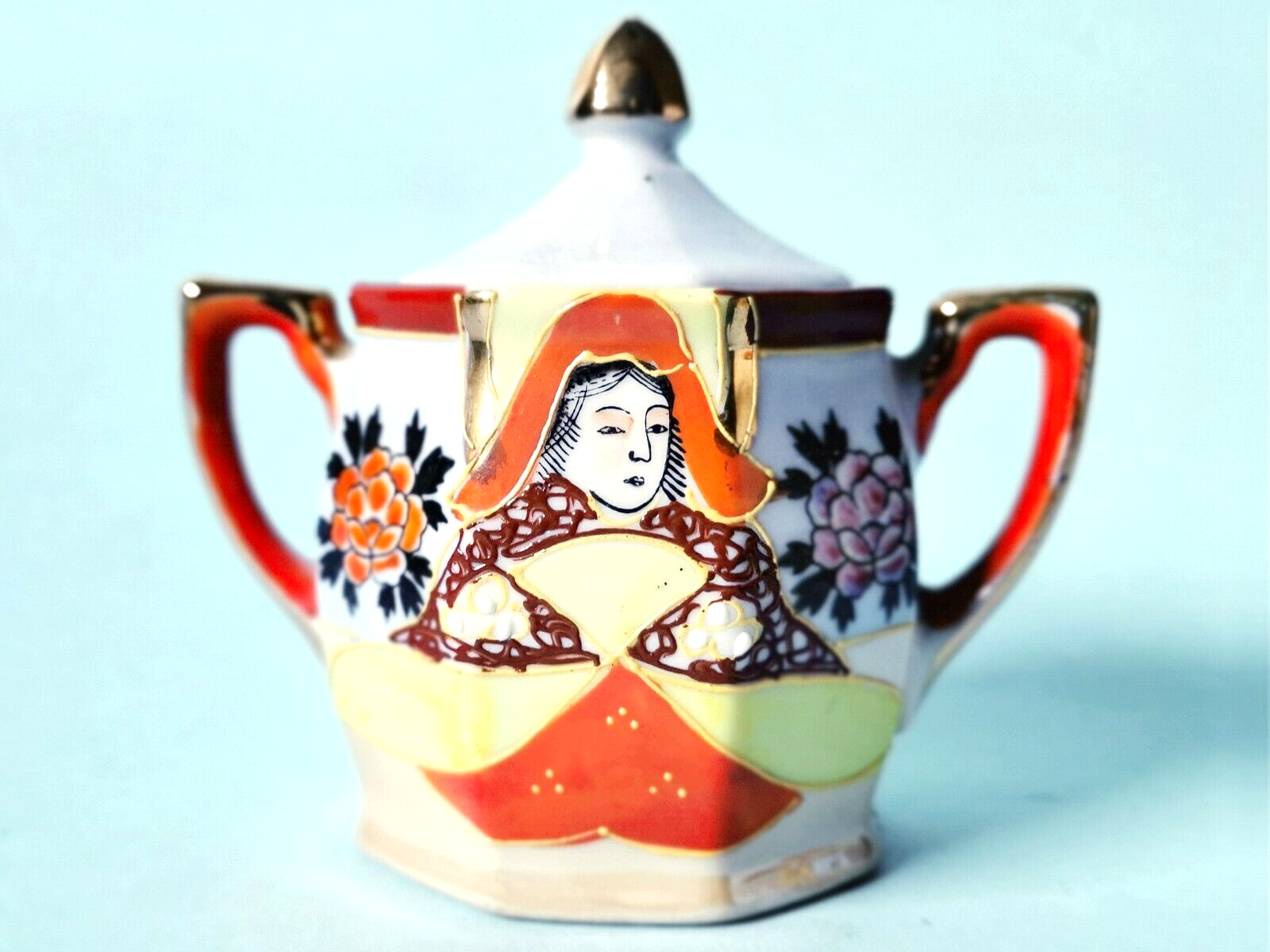VINTAGE JAPANESE SATSUMA SAMURAI HAND PAINTED PORCELAIN 11 PIECES TEA ...
