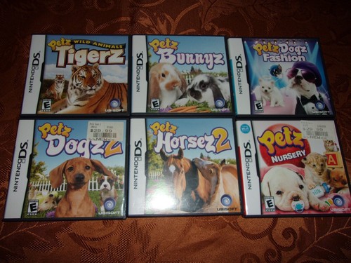 LOT 6 NINTENDO DS PETZ TIGERZ DOGZ HORSEZ NURSERY FASHION BUNNYZ ...
