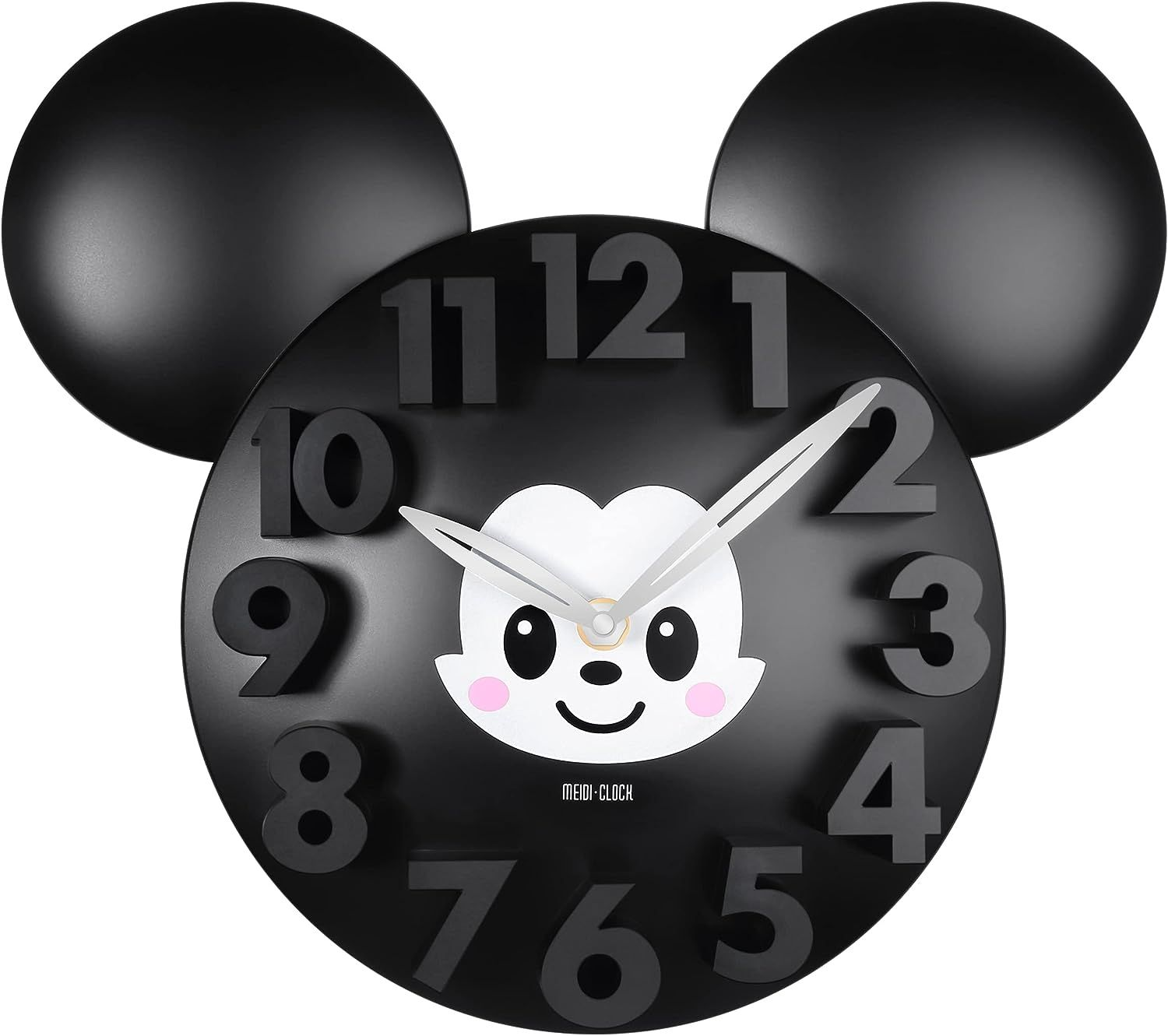 MEIDI CLOCK Mouse Shaped Wall Clock with 3D Numbers One Size, Black ...