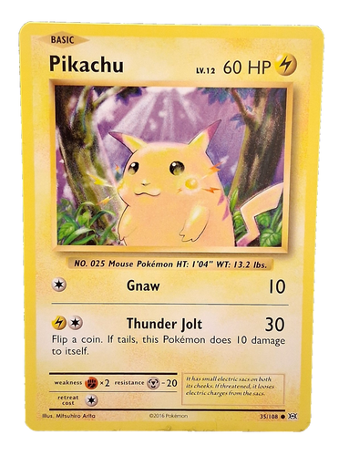 PIKACHU HP 60 LV. 12 GNAW THUNDER JOLT 35/ 108 POKEMON TRADING CARD | eBay