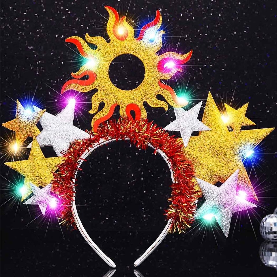 Light Up Sun Headband LED Star Headbands Sunburst Goddess Headpiece ...