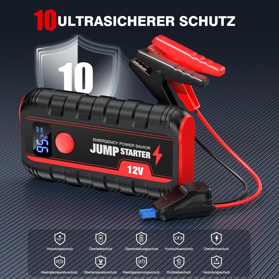 Booster Avviamento Auto Avviatore Batteria - Portatile Moto Emergenza ...