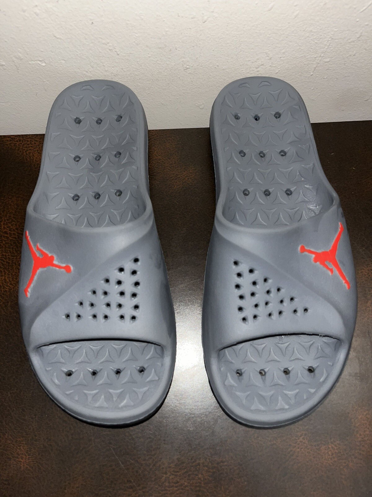 Nike Air Jordan Red Jumpman Slides Men’s gray Sandals… - Gem