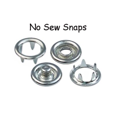 50 Metal Open Ring No Sew Snap Fasteners - Size 12, 15, 16 - Nickel ...
