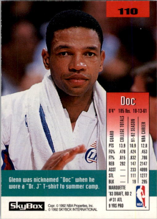 1992-93 SkyBox Los Angeles Clippers Basketball Card #110 Doc Rivers | eBay