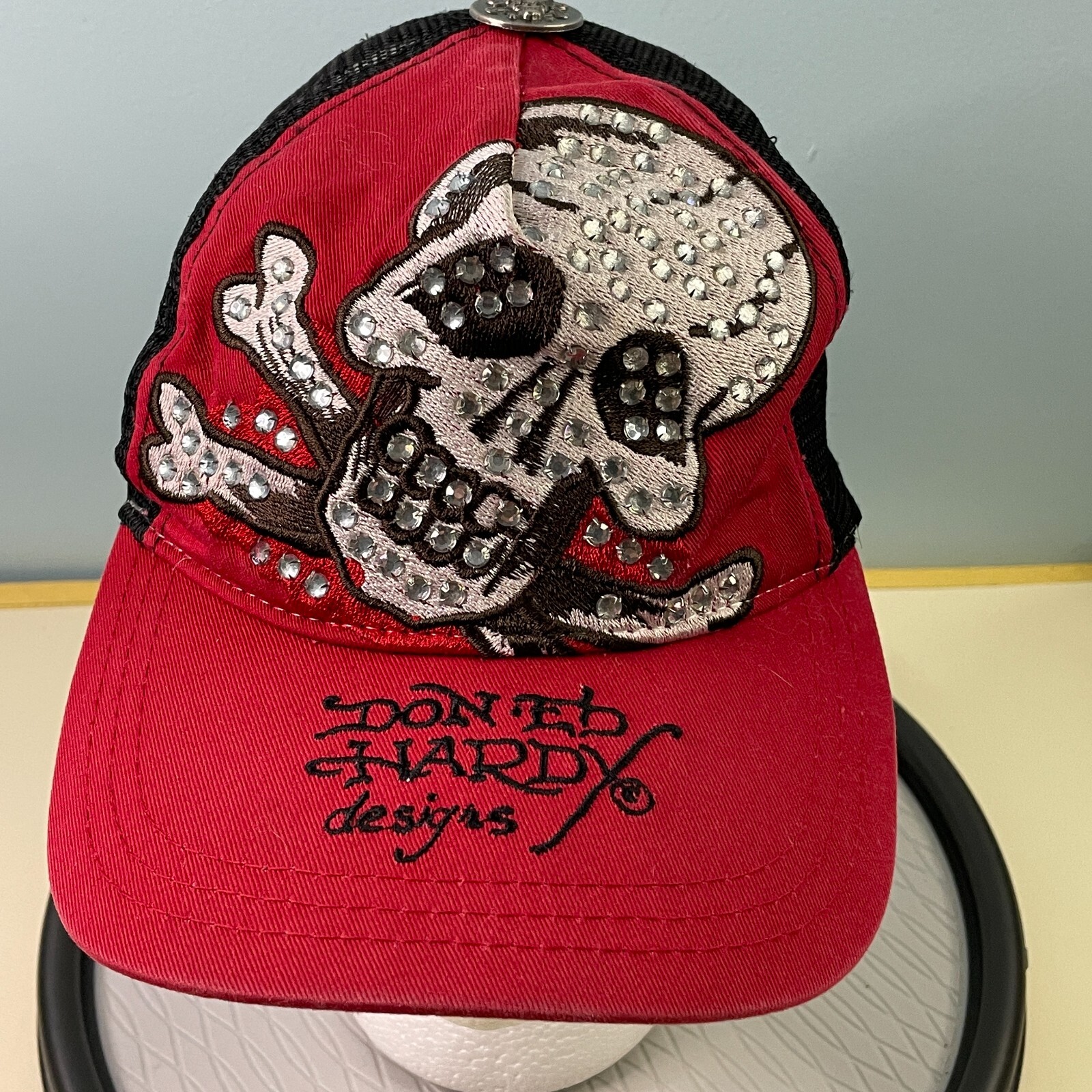 Don Ed Hardy Designs Red Black Skull Rhinestones Pira… - Gem