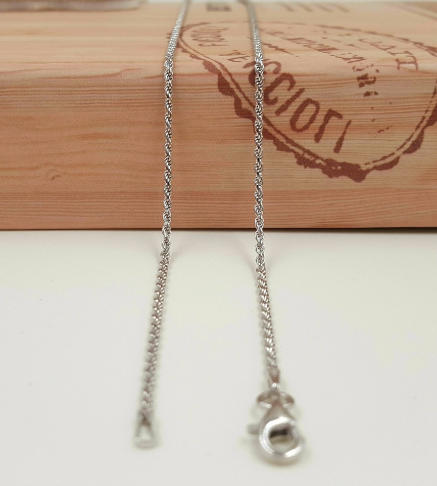 Genuine 925 Sterling Silver Rope Chain Necklace 1.5 mm Italy 18" 20" 22 ...