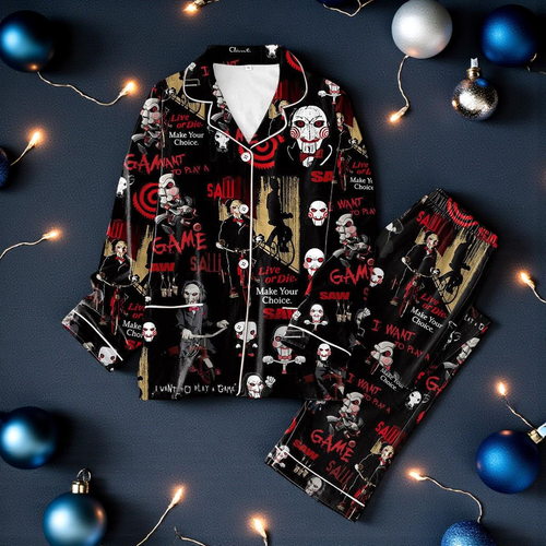 I Want To Play A Saw Live Or Die Make Your Choice Pajamas Set Horror ...