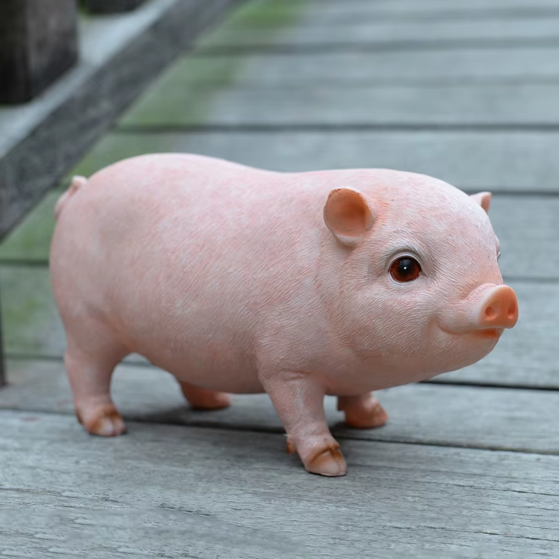 Cute Pink Piggy Resin Statue, Figures Pig DIY Crafts,Garden Decoration ...