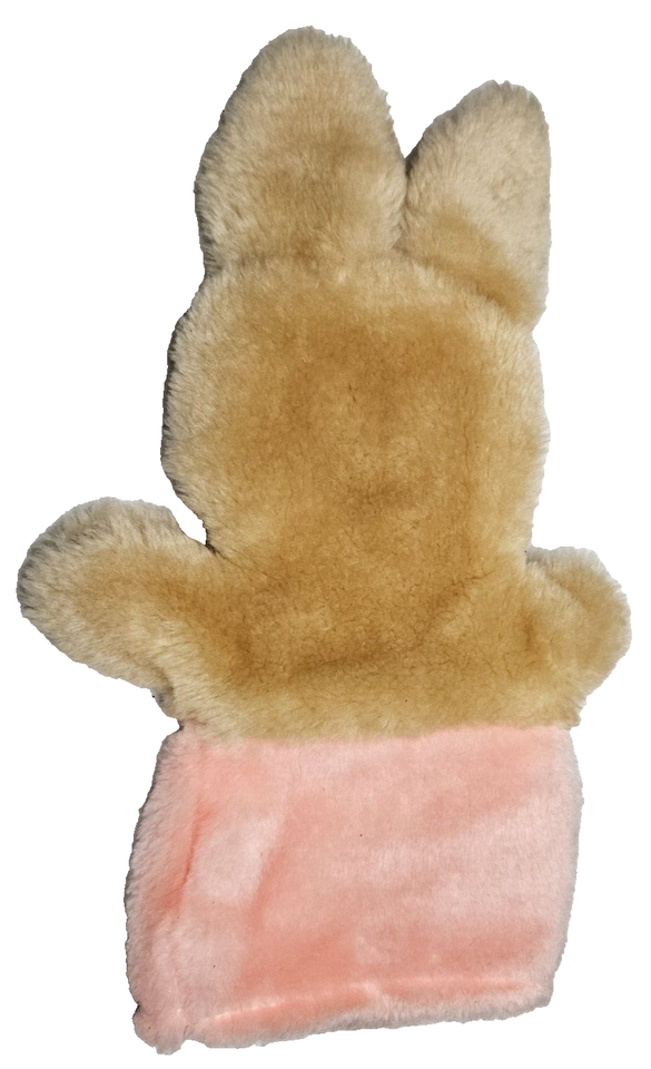 Bunny Hand Puppet Plush Rabbit Pink Tan Blue Bow 11 Inches Easter ...