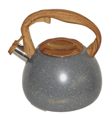 New Belanko Gray Tea Kettle ~ 2.7 Quart/3L Teapot ~ Wood Pattern Handle ...