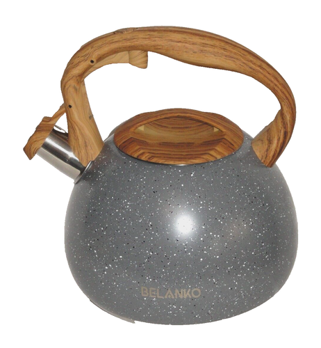 New Belanko Gray Tea Kettle ~ 2.7 Quart/3L Teapot ~ Wood Pattern Handle ...