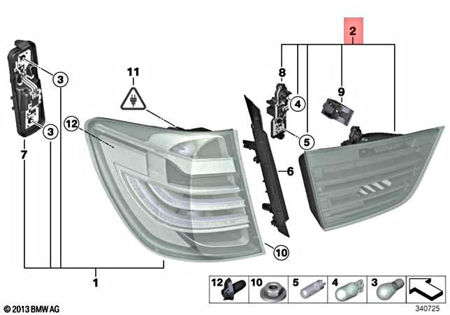 Genuine BMW F25 SUV Rear Light Tailgate Led Left OEM 63217217313 | eBay