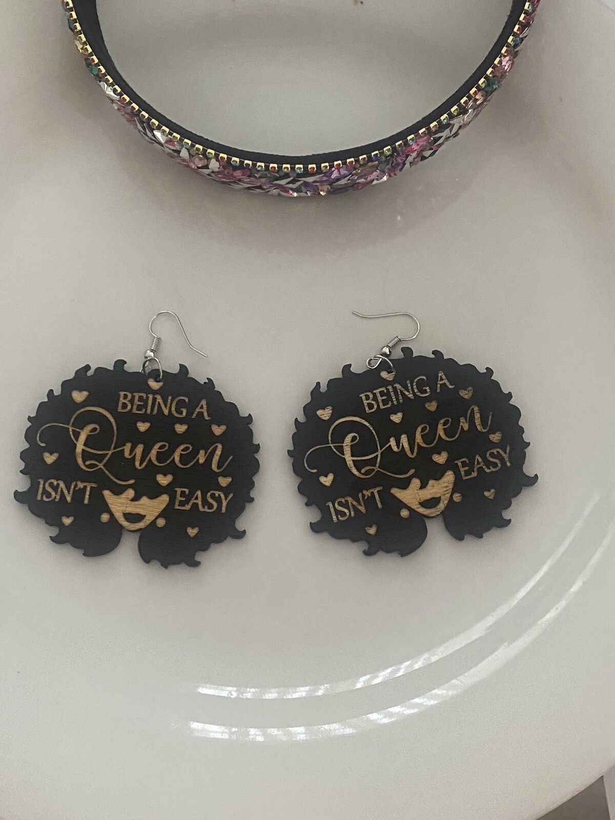 New Being A Queen Drop Dangle Earrings Logo Party Gift Wooden Jewellery ...