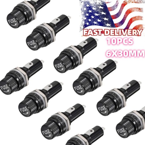 10pcs 6x30mm Electrical Panel Mounted Screw Cap Fuse Holder Glass Tube ...
