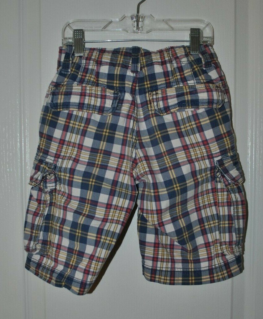 Gap Kids Boys Multi Color Plaid Cargo Shorts Adjustable Waist Size 8 ...