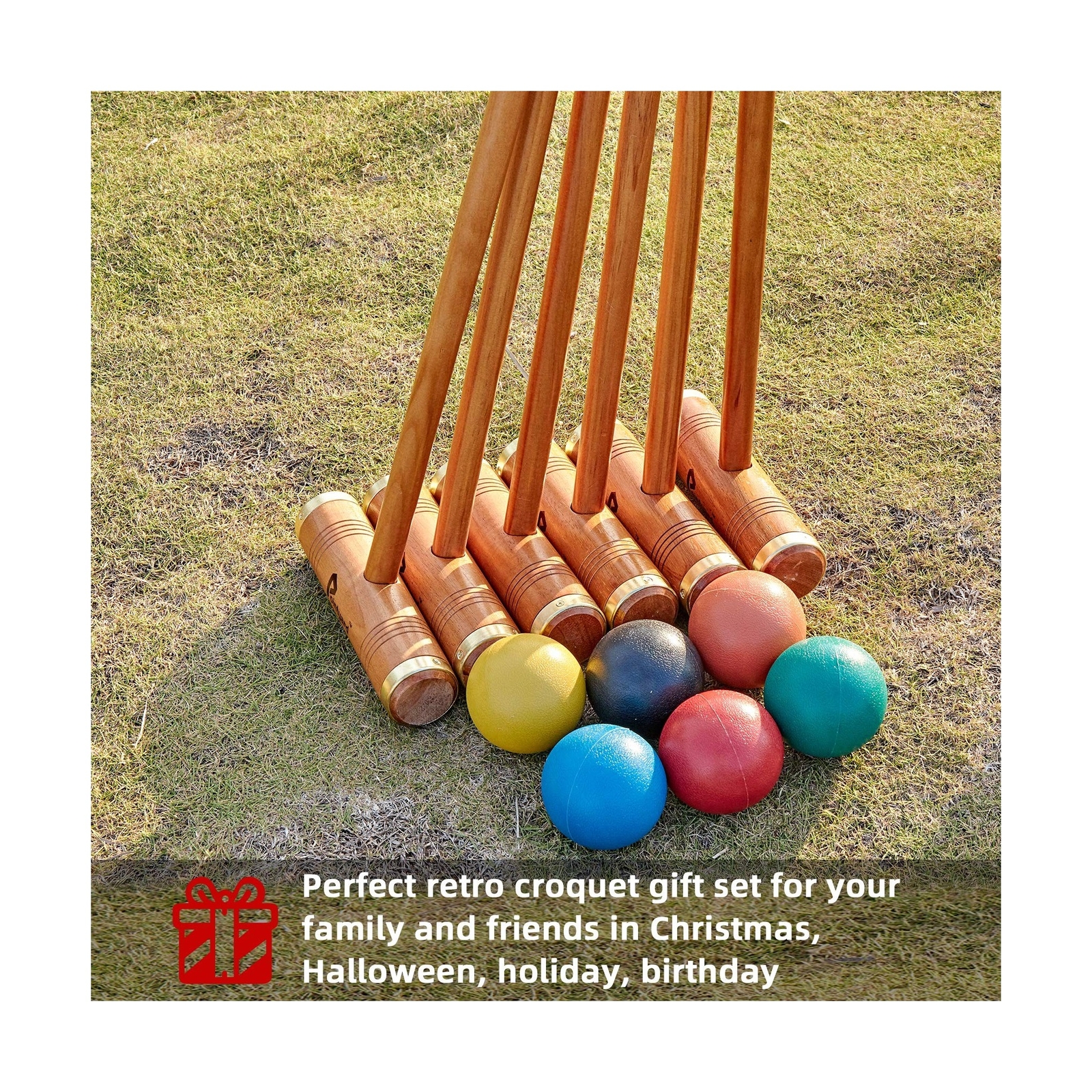 Pointyard 35" Six Player Croquet Set, Deluxe [Annatto Retro Style ...