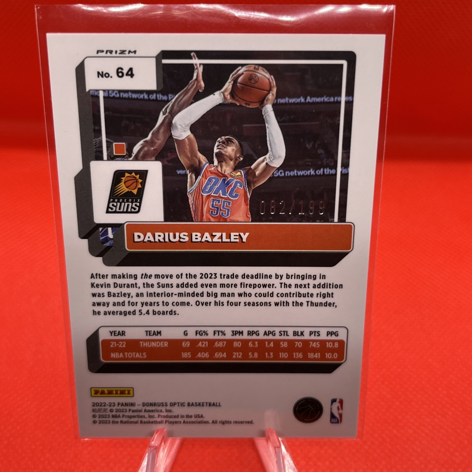 DARIUS BAZLEY 2022-23 Donruss Optic Orange Holo Prizm #/199 Phoenix ...