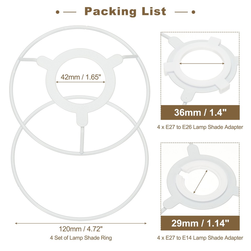 4.7 Inch Lamp Shade Ring, 4 Set Lamp Shade Frame with Adapter ...