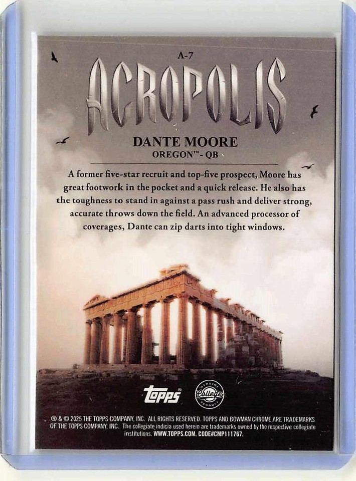 2025 Bowman Chrome U Football A-7 Dante Moore Acropolis Oregon QB | eBay