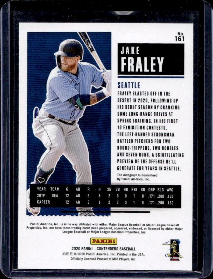 2020 Contenders Jake Fraley Rookie Ticket Rookie Auto RC #161 Mariners ...