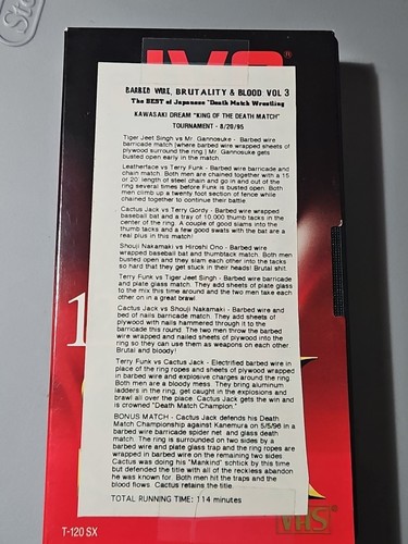 Blank VHS 4 Reuse Barbed Wire Brutality3 Japan Death Match Wrestling ...