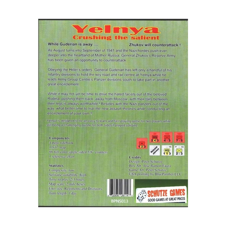 Schutze Wargame Yelnya - Crushing the Salient (Thick Counter Ed) Box SW ...