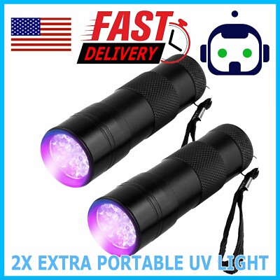 2x UV Ultra Violet LED Flashlight Blacklight Light 395 NM Inspection ...