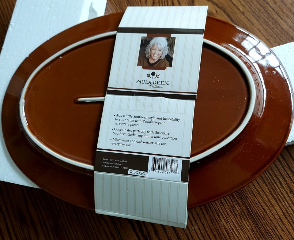 SOUTHERN GATHERING Paula Deen 14" Ceramic Oval Platter - Chestnut Color ...