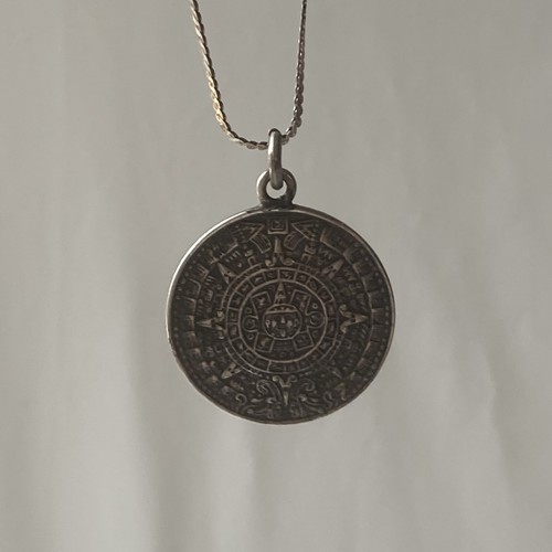 Vintage Taxco Mexico Sterling Silver 925 Aztec Mayan Calendar Pendant W ...