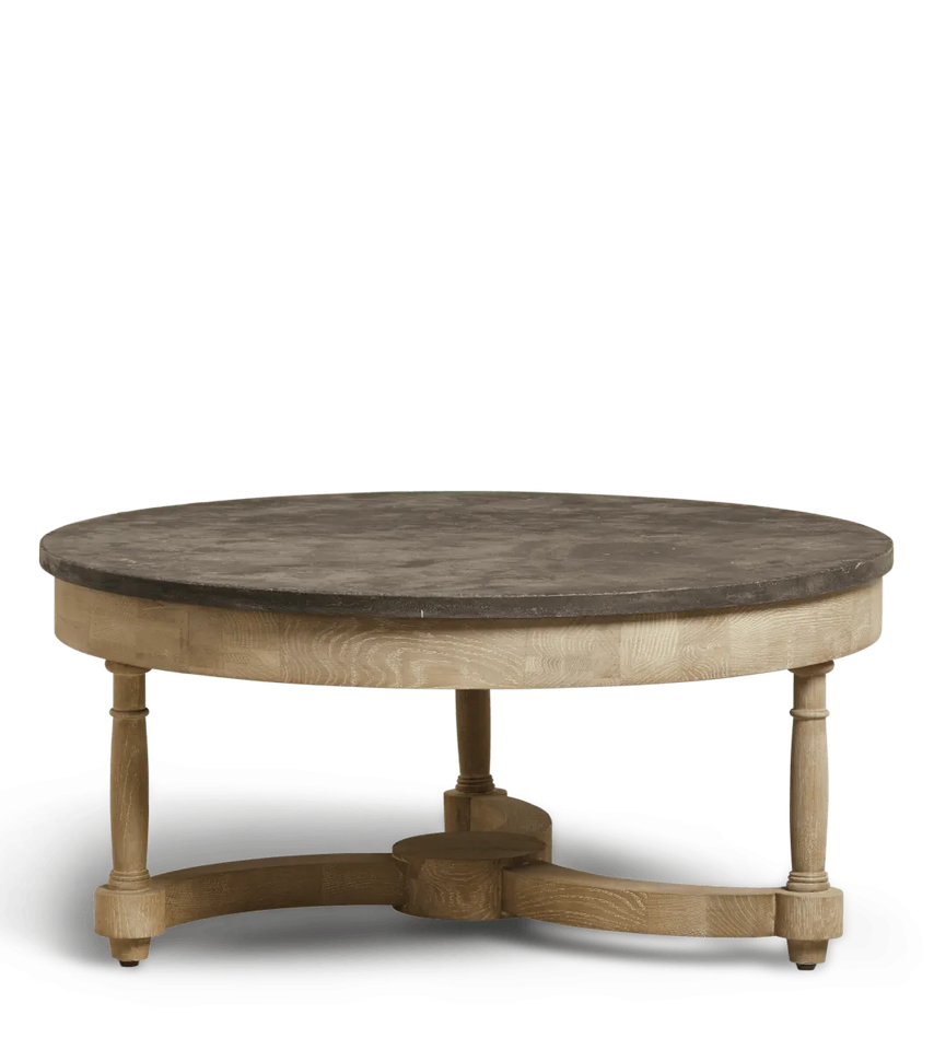 OKA Flavian Warm Oak & Stone Round Coffee Table RRP £1395 | eBay UK