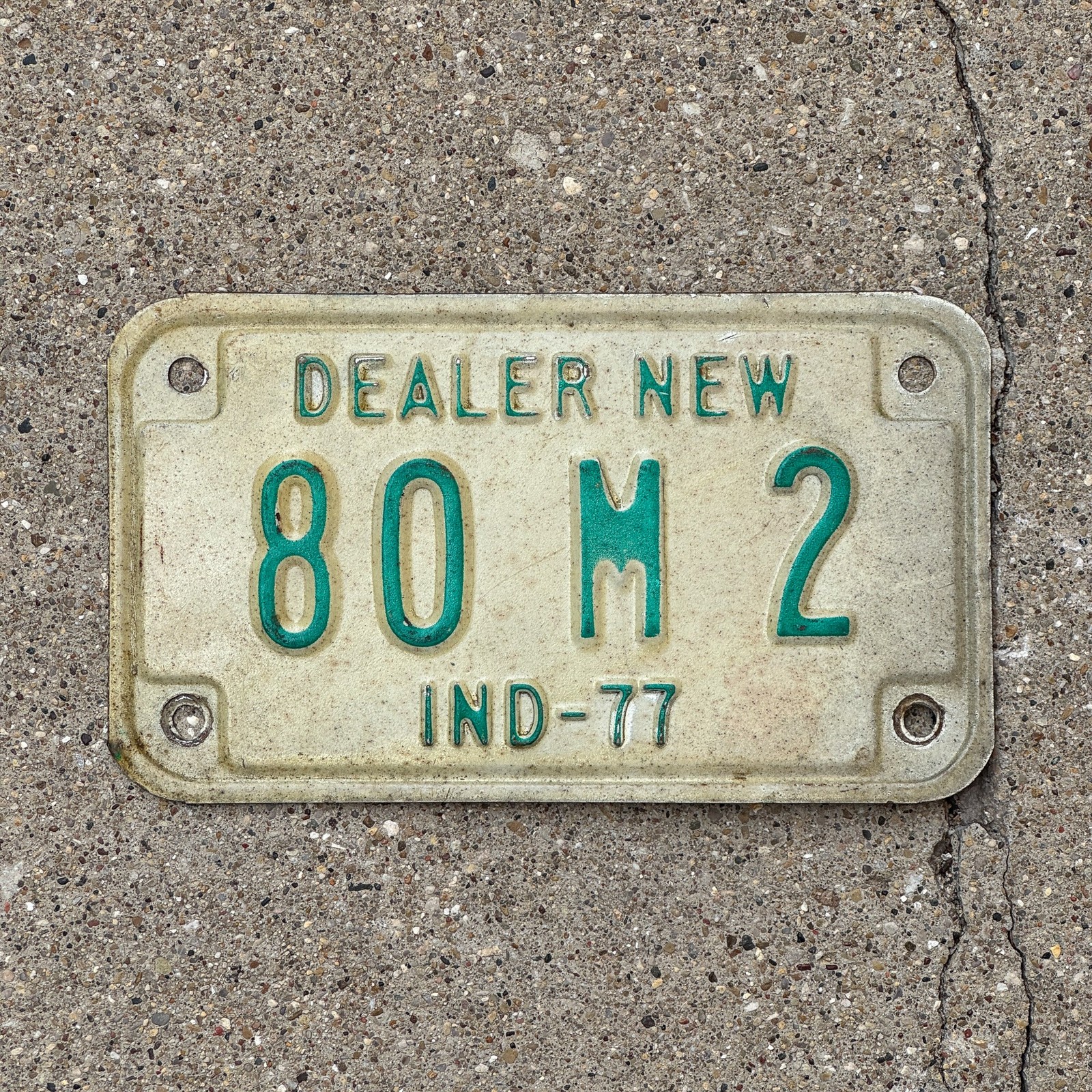 1977 Indiana Motorcycle Dealer License Plate Auto Tag Garage 80 M 2 | eBay