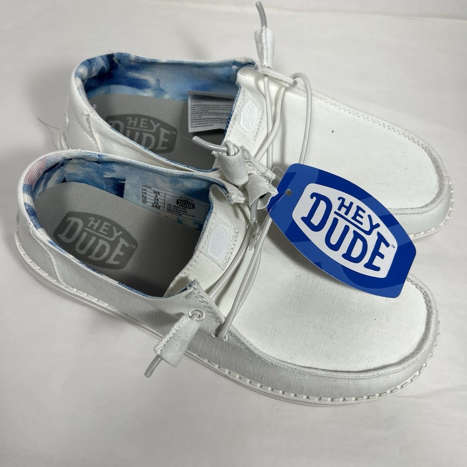 Hey Dude Wendy Silk Moon/White Lightweight Comfort Slip On Shoes Sz 8 ...