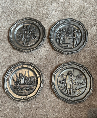 Sexton 1973 USA Vintage American Pewter 4 Piece Wall Plates 7 in ...