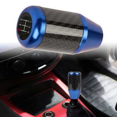 Brand New Universal 5 SPEED Blue Real Carbon Fiber Racing Gear Stick ...