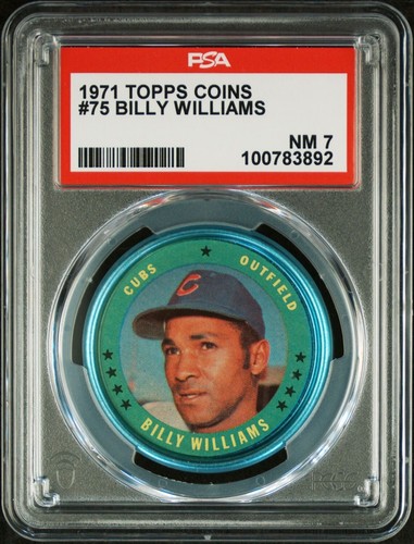 1971 Topps Baseball Coin Pin 75 BILLY WILLIAMS Chicago Cubs PSA 7 NEAR ...