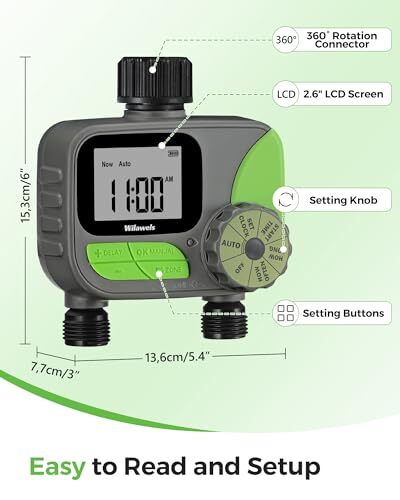 Sprinkler Timer 2 Zone, Programmable Garden Water Timer, Automatic ...