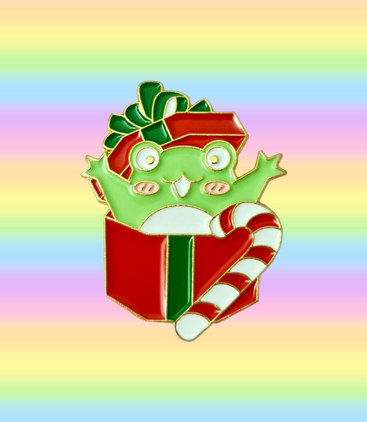 NEW Frog Christmas Gift Box Surprise Pop Up Enamel Pin Brooch Badge Fun ...