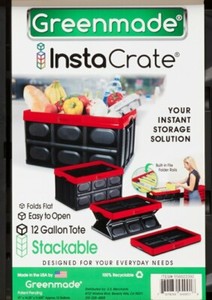 GreenMade InstaCrate Collapsible Storage Bin, 12 Gallon Black Plastic ...