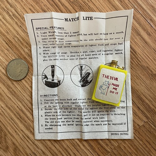 Vintage Match Lite Permanent Match Lighter - NOS “ The Devil Made Me Do ...