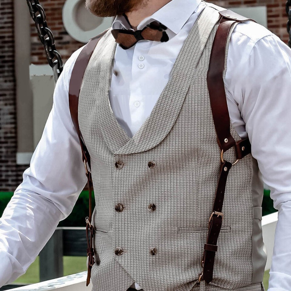 Brown Vintage Leather Suspenders Braces Shoulder Strap Belt Harness for ...