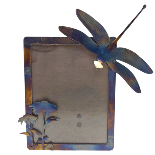 Handmade Signed Metal Dragonfly Photo Picture Frame - 6x8 Heavy Dark ...