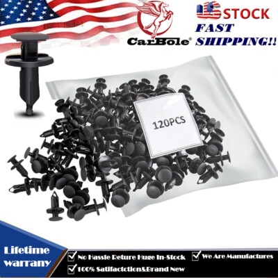 120PCS 8mm Retainer Rivets Fastener Fender Push Pin Bumper Clips Auto ...